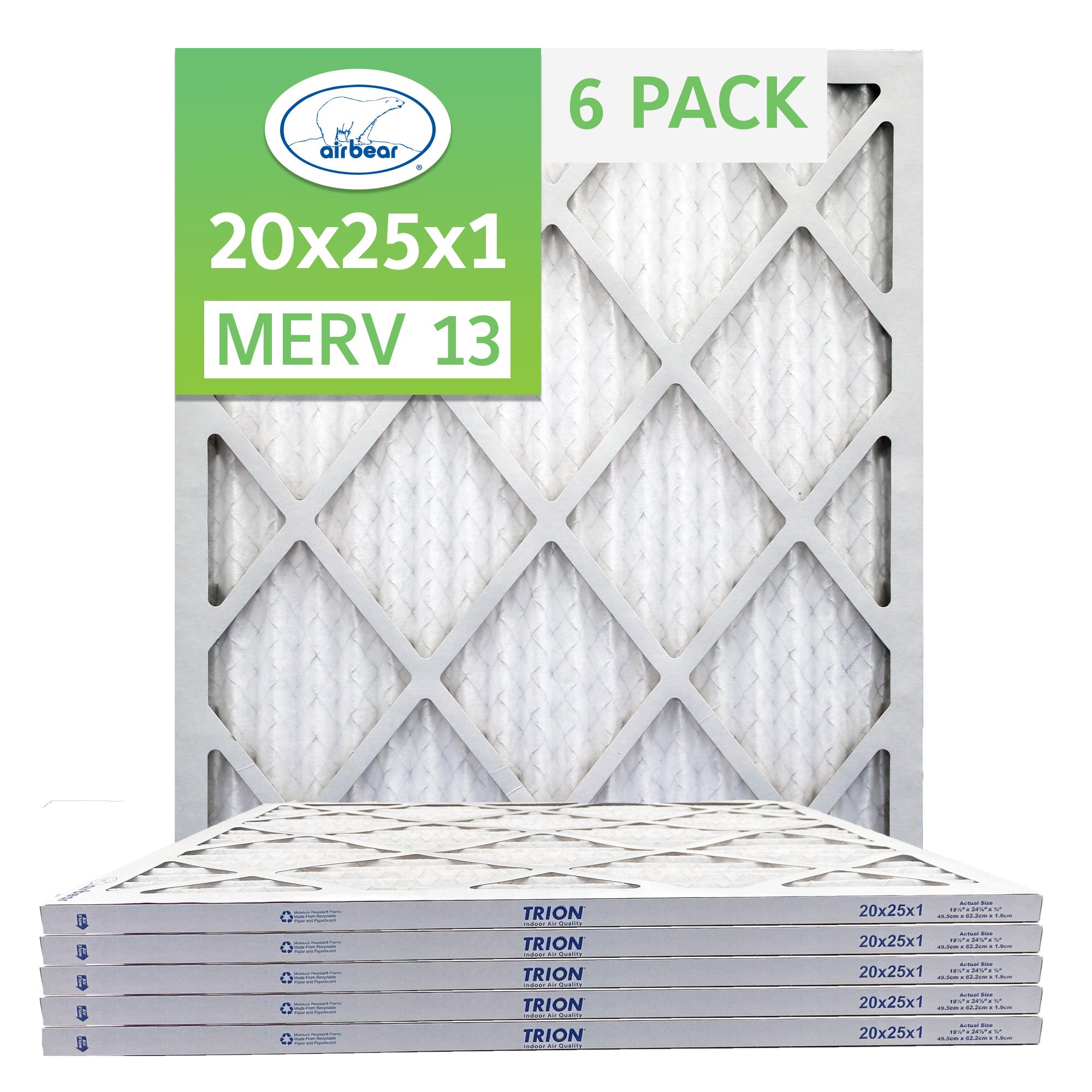 Trion Air Bear T13-20251-6P - 20" x 25" x 1" Pleated Air Filter (6-Pack ...