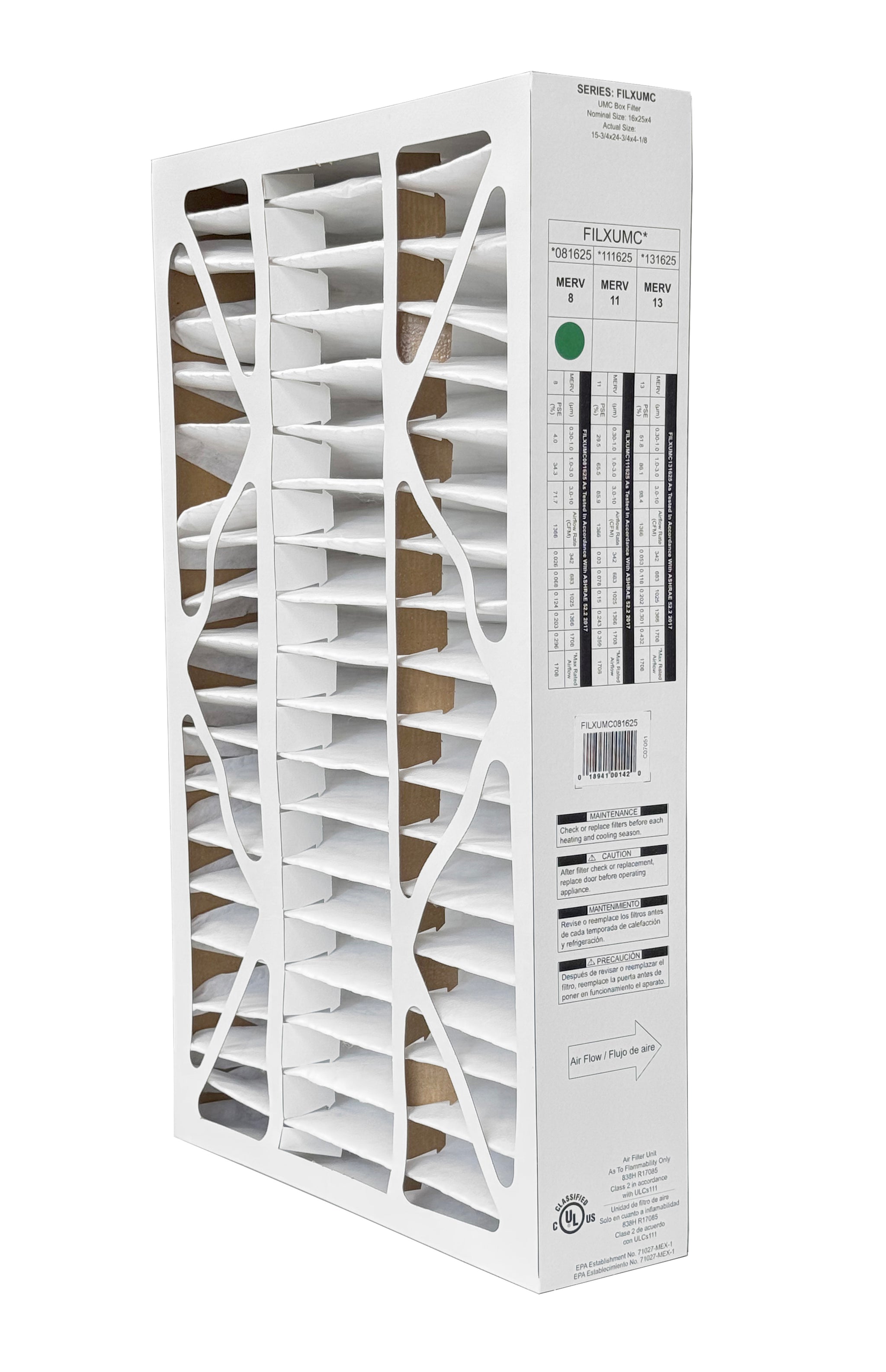 Carrier & Bryant FILXUMC081625 - 16" x 25" x 4" Pleated Air Filter ...