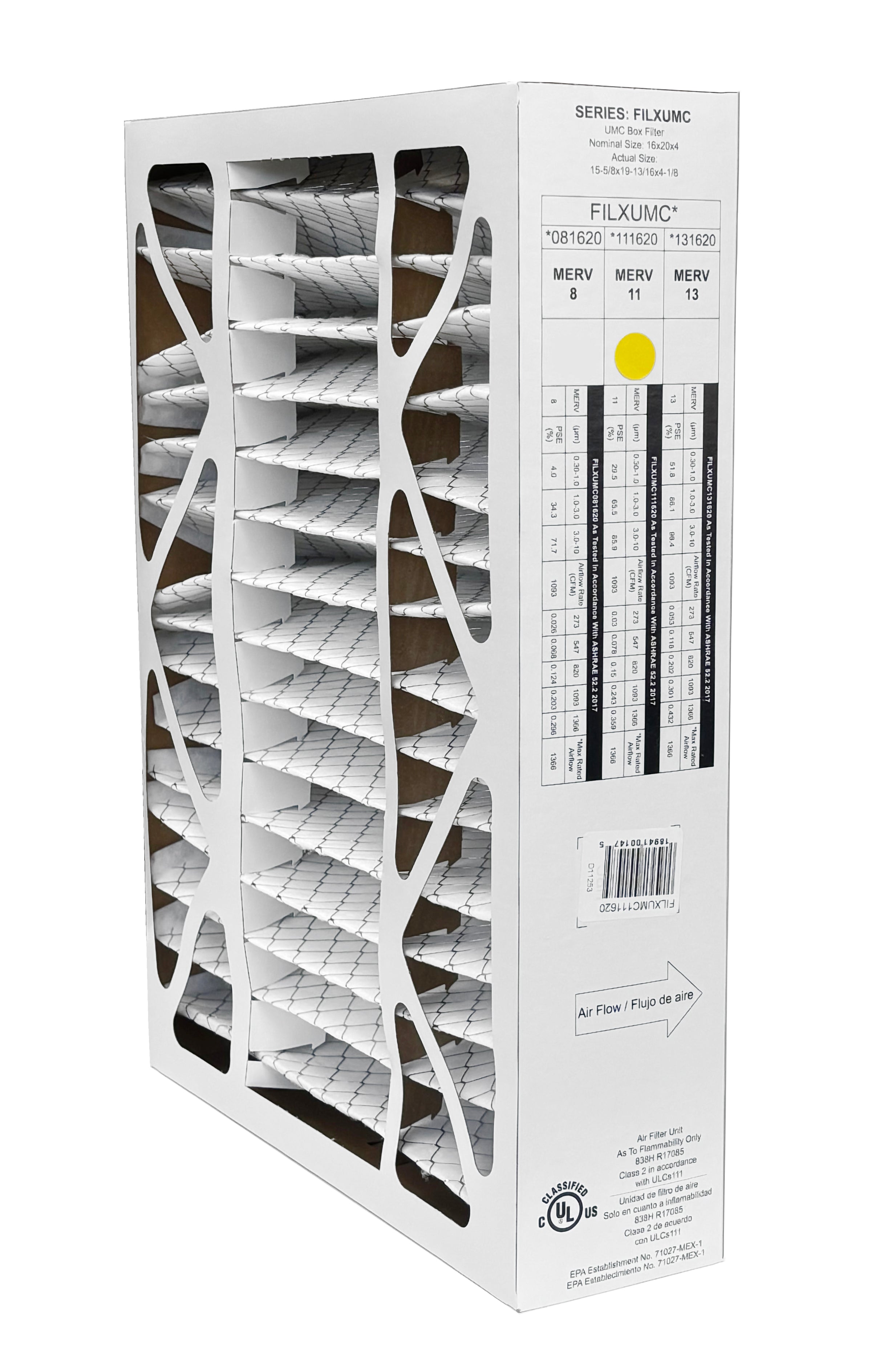 Carrier & Bryant FILXUMC111620 - 16" x 20" x 4" Pleated Air Filter ...